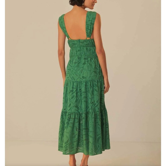 FARM Rio | Dresses | Farm Rio Monstera Corset Eyelet Maxi Dress In ...